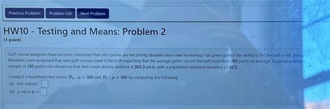 solved hw10 ﻿testing and means problem 2 1