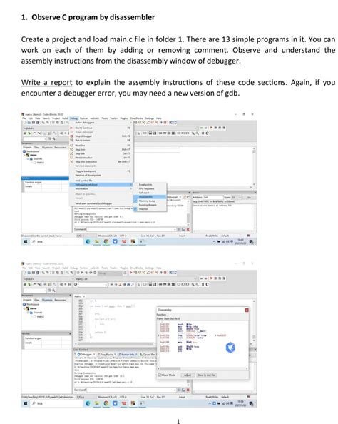 Solved 1 Observe C Program By Disassembler Create A Project