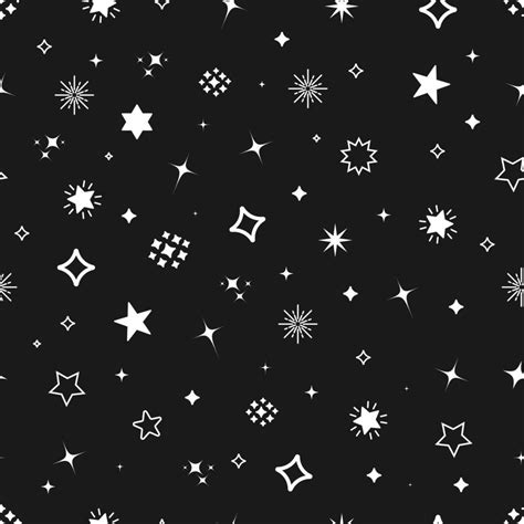 Vector Seamless Pattern On Black Star Background Flat Style For Web
