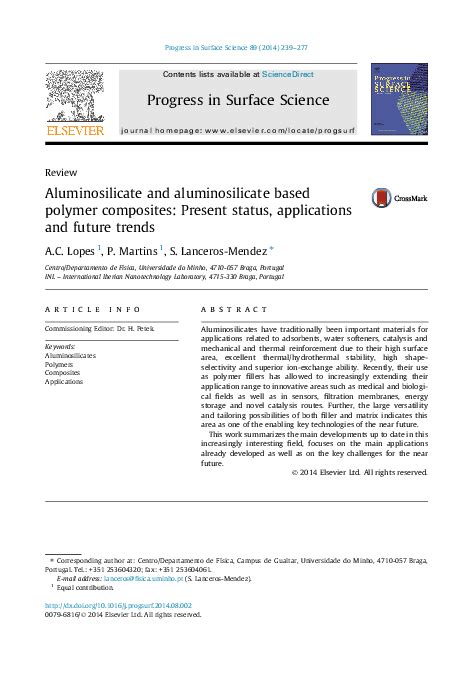 Pdf Aluminosilicate And Aluminosilicate Based Polymer Composites Present Status Applications