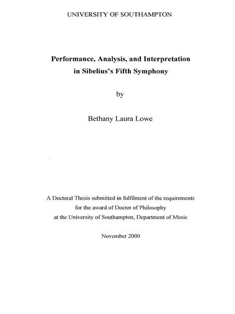 Performance Analysis And Interpretation In Sibeliuss Fifth Symphony Pdf Analysis Concept