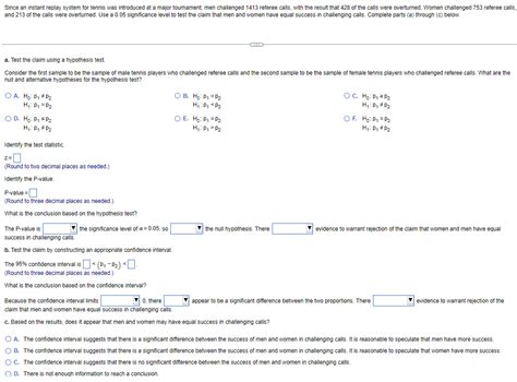 Solved A Test The Claim Using A Hypothesis Test Null And