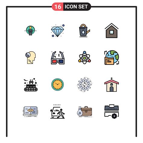 Set Of 16 Vector Flat Color Filled Lines On Grid For Svg Hut Bath House Building Editable