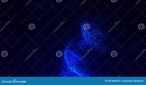 Magic Fluid Animation Of Blue Glowing Particles Particle Trail Stock Footage Video Of