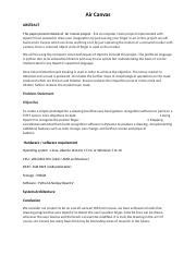 Air Canvas Docx Air Canvas ABSTRACT This Paper Present Details Of Air Canvas Project It Is A