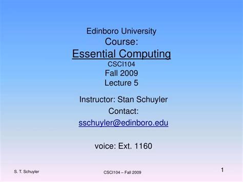 Ppt Edinboro University Course Essential Computing Csci104 Fall 2009