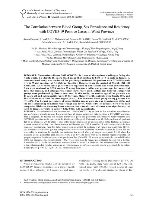 Pdf The Correlation Between Blood Group Sex Prevalence And Residency