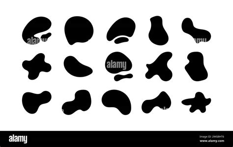 Abstract Organic Black Fluid Blobs Irregular Shapes Set Of Collection For Speech Bubbles Liquid