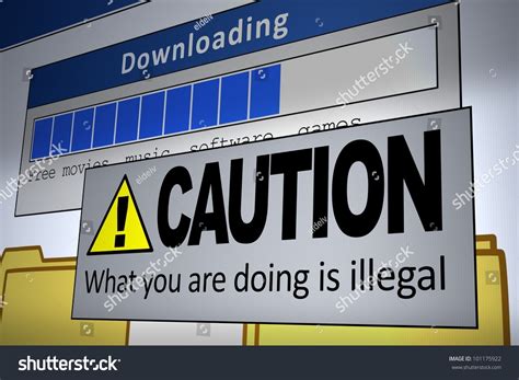 computer generated image illegal download alert stock illustration