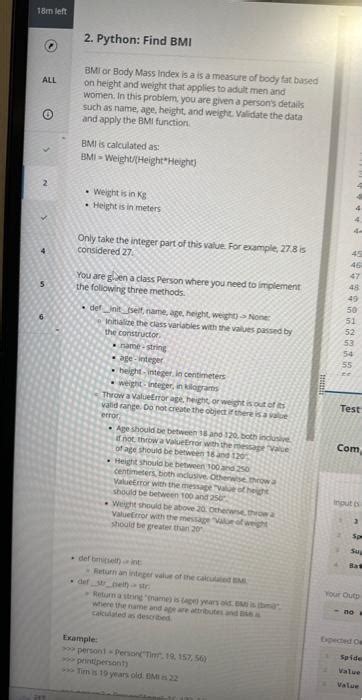 Solved Python Find BMI BMI Or Body Mass Index Is A Is A Chegg