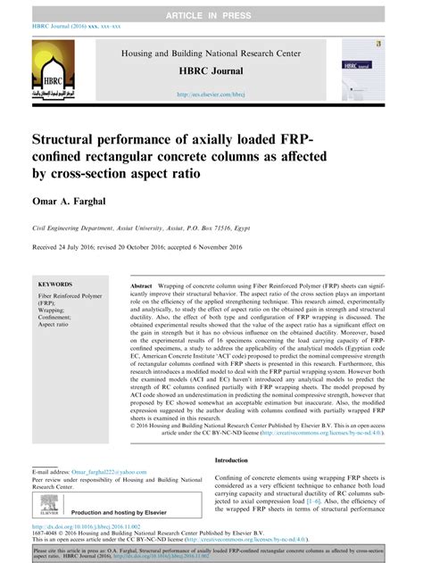 pdf structural performance of axially loaded frp confined rectangular