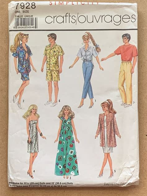 Simplicity Barbie Skipper Wardrobe Patterns Etsy Canada Barbie Clothes Patterns Barbie