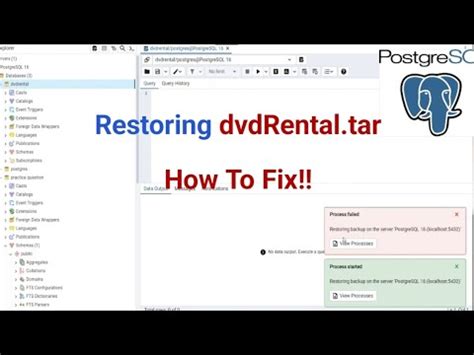 How To Fix Restore Error In Pgadmin 4 Dvdrental Tar Postgresql YouTube