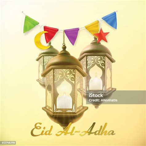 무슬림 휴일 이드 알 아드하 램프가 달린 인사말 카드 벡터 배경 0명에 대한 스톡 벡터 아트 및 기타 이미지 0명 3차원 형태 Eid Al Adha Istock