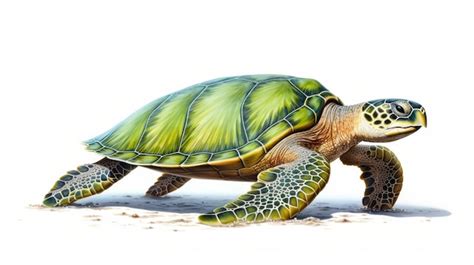 Premium Photo Majestic Green Sea Turtle On White Background