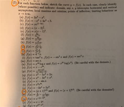 Solved Z 1 7 For Each Function Below Sketch The Curve Y