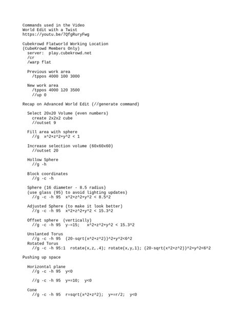 World Edit Twist Commands Pdf