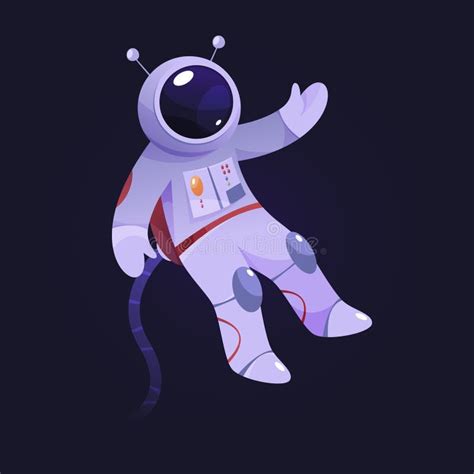 Cosmonaut Floating In Outer Space Flat Concept Icon Female Astronaut In Spacesuit Exploring