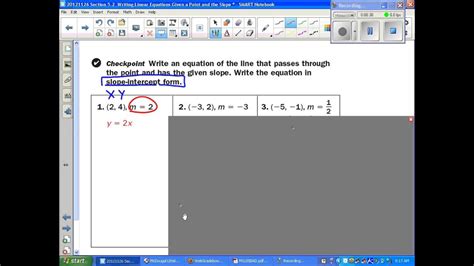 Lesson 5 2 Writing Linear Equations Given A Point And A Slope Wmv Youtube