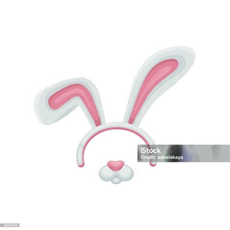 만화 부활절 토끼 또는 토끼 귀와 입 세부 벡터 일러스트 레이션 격리 가공의 인물에 대한 스톡 벡터 아트 및 기타 이미지 가공의 인물 건설 산업 계절 Istock