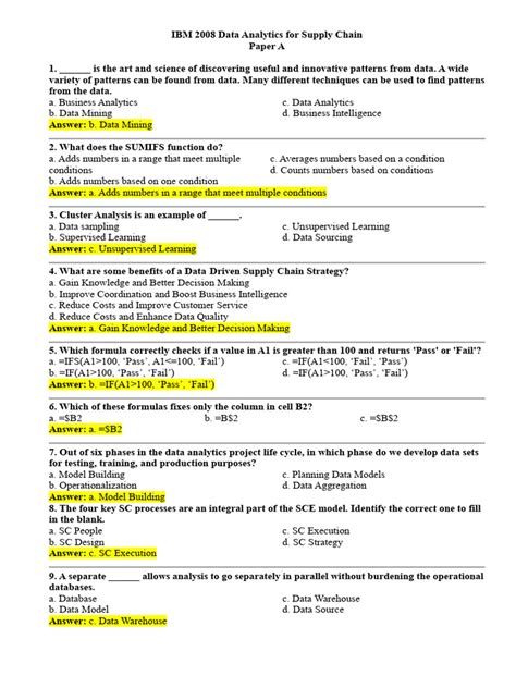 Ibm 2008 Data Analytics For Supply Chain Paper A And B Pdf Analytics Data Analysis