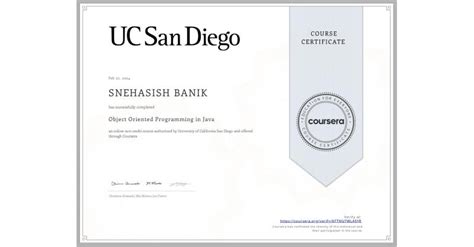 Completion Certificate For Object Oriented Programming In Java