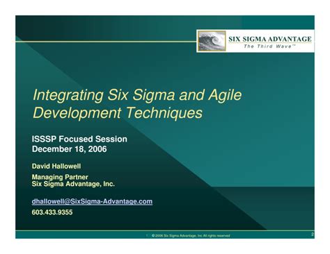 Integrating Six Sigma And Agile Development Techniques — Isssp For Lean