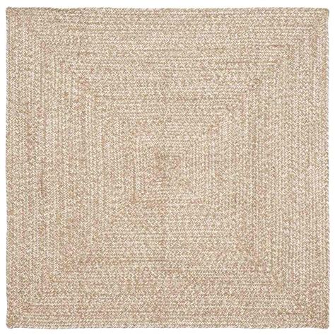 Tapis De Surface Carré Naturel Et Blanc 120 X 120 Cm Jute Leroy Merlin