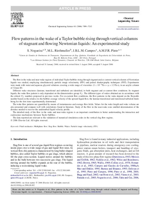 Pdf Flow Patterns In The Wake Of A Taylor Bubble Rising Through Vertical Columns Of Stagnant