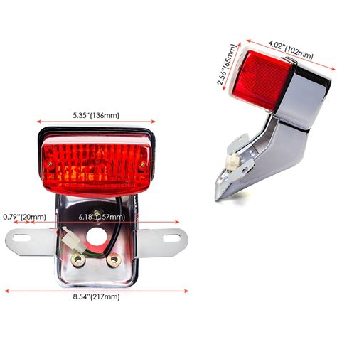 Classic Rectangle Brake Tail Light With Bracket Chrome