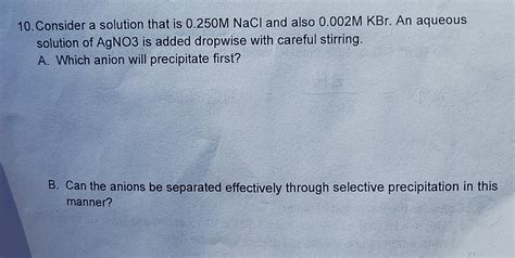 Solved Consider A Solution That Is M NaCl And Also Chegg
