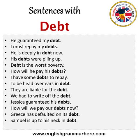 Sentences With Debt Debt In A Sentence In English Sentences For Debt