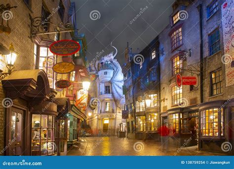 Diagon Alley In Universal Orlando At Night Fl Usa Editorial Stock