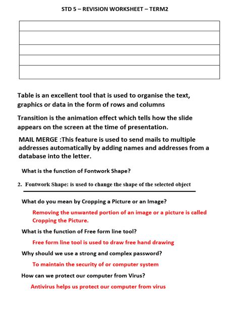 Std 5 Worksheet Pdf