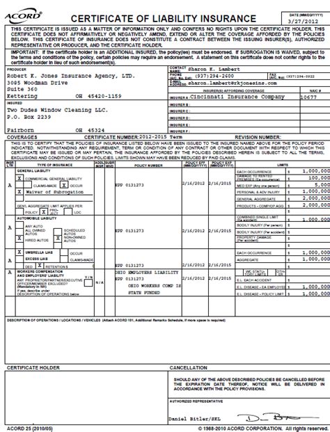 General Liability Insurance Certificate Insurance Coverage Guide