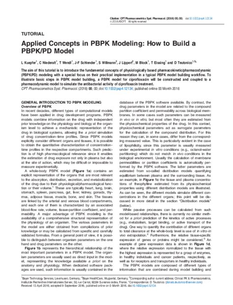 Pdf Applied Concepts In Pbpk Modeling How To Build A Pbpk Pd Model