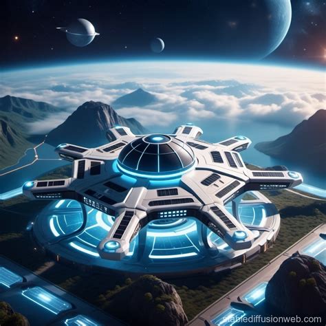 Isometric Space Map Retrofuturistic Drone Base Stable Diffusion Online