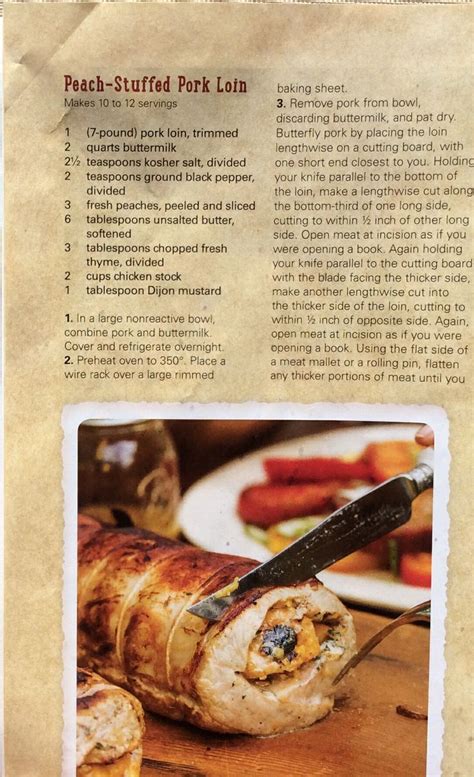 Cooking With Paula Deen Julyaugust 2014 Peach Stuffed Pork Loin Pork