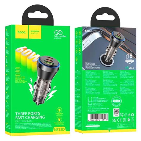 Hoco Nz12d Lucky Pd60w 2 Type C Usb Girisli Araç Çakmaklik Hizli Sarj