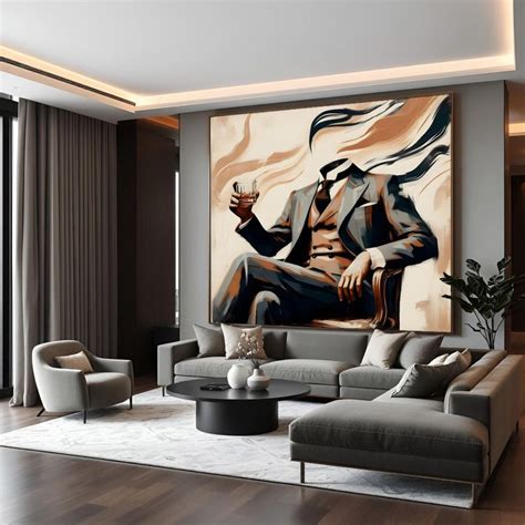 Luxury Art Print Elegant Gentleman In Suit With Whiskey Sophisticated