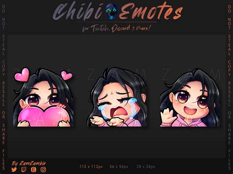 Artstation Chibi Girl Emotes Black Hair