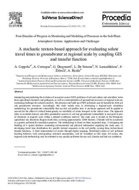 Pdf A Stochastic Texture Based Approach For Evaluating Solute Travel