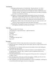 Lab Reaction Kinetics Pdf Introduction Background Information In This Laboratory