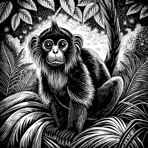 Un Mono Que Está Sentado En Una Jungla Vector Premium Generado Con Ia