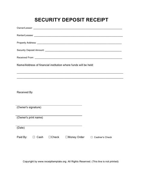29 Editable Security Deposit Receipts Pdfword Templatearchive
