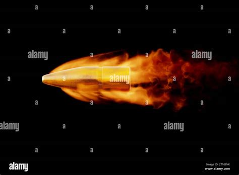 Realistic Flying Bullet In Slow Motion Slowly Moving Orange Turbulent