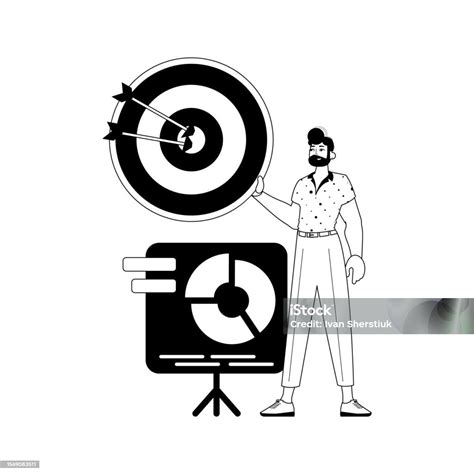 그래프를 사용한 조롱 화살이 먹이를 때린다 검정색과 고환흰색 선형 스타일러스 트렌디한 스타일 벡터 일러스트레이션 검은색에 대한 스톡 벡터 아트 및 기타 이미지 Istock
