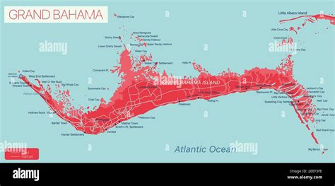 Grand Bahama Island Detailed Editable Map Vector Eps 10 File Stock