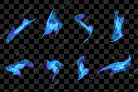 Premium Vector Set Of Blue Fire Object Isolated Vector Illustration Burn Light Effect