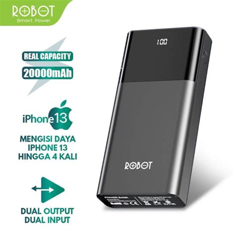 Powerbank Robot 20000mah Rt22 24a Dual Input Port Type C And Micro Usb